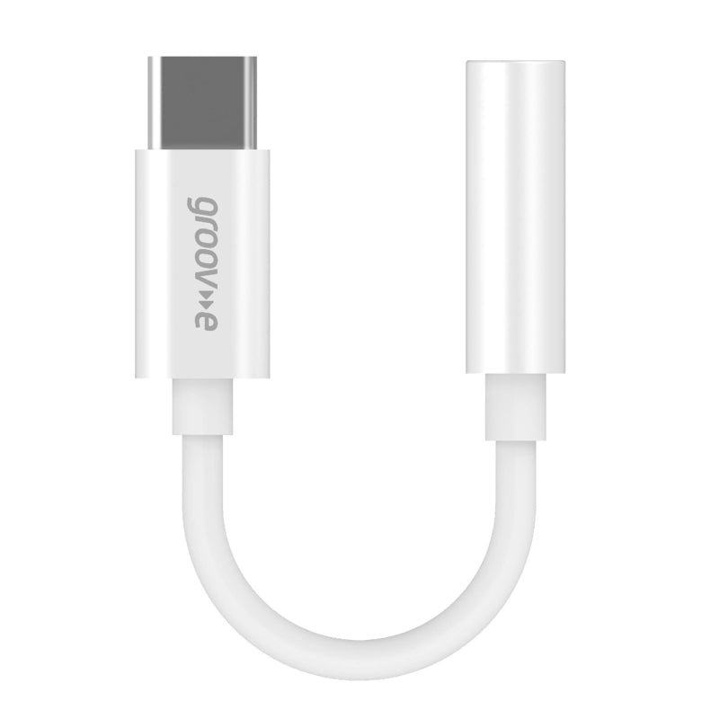 Groov-e Audio Adapter USB-C to 3.5mm Female AUX Adapter 10cm - White